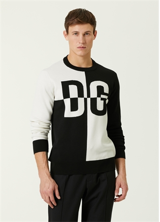Dolce&Gabbana Erkek Siyah Beyaz Logolu Yün Kazak 54 IT Dolce&Gabbana Erkek Siyah Beyaz Logolu Yün Kazak 54 IT