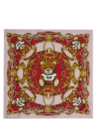 Moschino Kadın Şeftali Logo Baskılı İpek Fular Pembe EU Moschino Kadın Şeftali Logo Baskılı İpek Fular Pembe EU