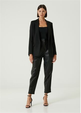 Academia Kadın Siyah Yüksek Bel Pilili Deri Pantolon 42 Academia Kadın Siyah Yüksek Bel Pilili Deri Pantolon 42