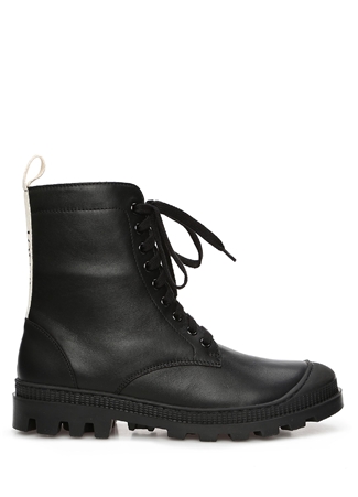 Loewe Kadın Siyah Logo Şeritli Deri Bot 36 EU