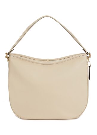 Coach Kadın Krem Logolu Deri Omuz Çantası Bej EU