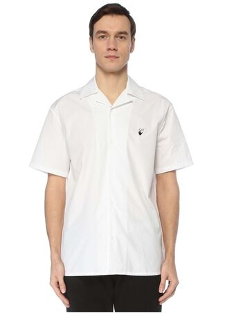 Off-White Erkek Beyaz Kamp Yaka Baskılı Kısa Kol Gömlek S EU
