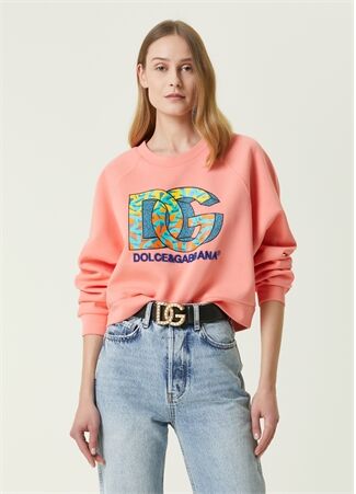 Dolce&Gabbana Kadın Pembe Logolu Sweatshirt 42 IT Dolce&Gabbana Kadın Pembe Logolu Sweatshirt 42 IT