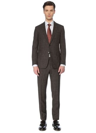 Pal Zileri Erkek Kahverengi Kelebek Yaka Yün Takım 48 IT