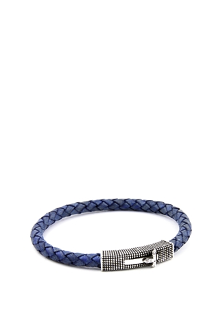 Kayra Khan Erkek Square Bubble Mavi Gümüş Rengi Bileklik L