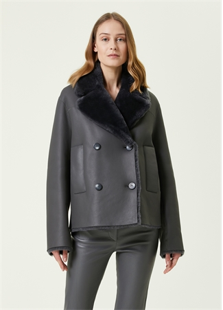 Joseph Kadın Calla Gri Shearling Deri Kruvaze Mont 38 FR Joseph Kadın Calla Gri Shearling Deri Kruvaze Mont 38 FR