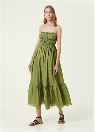 Matteau Swim Kadın Yeşil İnce Askılı Büzgülü Midi Elbise Us Matteau Swim Kadın Yeşil İnce Askılı Büzgülü Midi Elbise Us