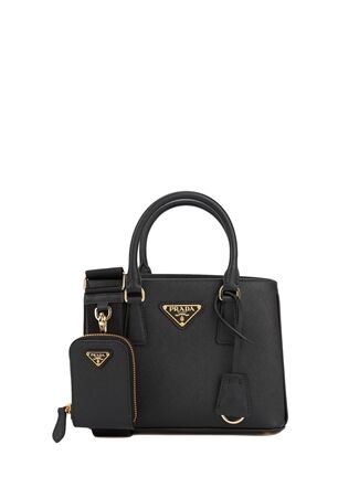 Prada Kadın Galleria Mini Siyah Deri Omuz Çantası EU Prada Kadın Galleria Mini Siyah Deri Omuz Çantası EU