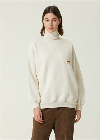 American Vintage Kadın Ekru Balıkçı Yaka Sweatshirt Bej M/L EU