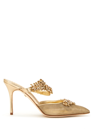 Manolo Blahnik Kadın Gold Taş İşlemeli Gece Ayakkabısı Altın Rengi 36 EU