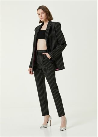 Ila Kadın Marina Siyah Yüksek Bel Çizgili Pantolon 34 EU