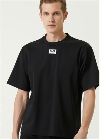 Dolce&Gabbana Erkek Siyah Logo Patchli T-shirt 46 IT