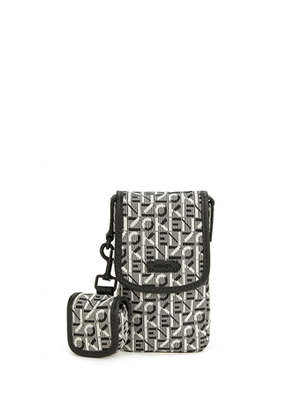 Kenzo Kadın Siyah Gri Logo Jakarlı Omuz Çantası EU