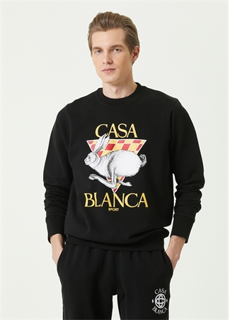 Casablanca Erkek Siyah Logo Detaylı Organik Pamuk Sweatshirt S EU Casablanca Erkek Siyah Logo Detaylı Organik Pamuk Sweatshirt S EU