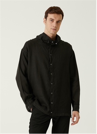 Emporio Armani Erkek Siyah Yakası Klipsli Keten Gömlek L EU Emporio Armani Erkek Siyah Yakası Klipsli Keten Gömlek L EU