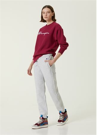 Champion Kadın Gri Logo Nakışlı Jogger Eşofman XS EU
