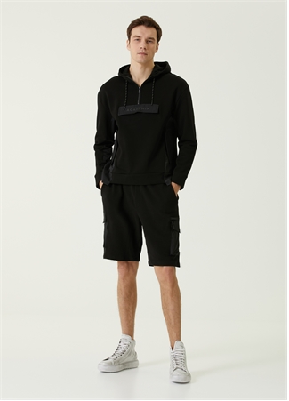 Academia Erkek Siyah Beli Kordonlu Ottoman Dokulu Garnili Şort XS EU