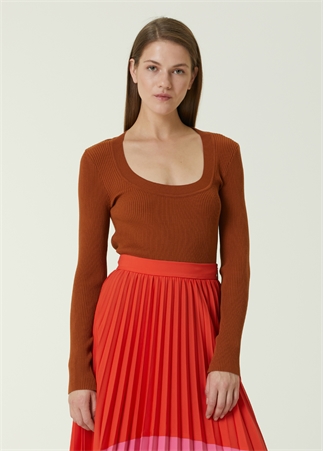 Beymen Club Kadın U Yaka Ribli Kazak Turuncu XS