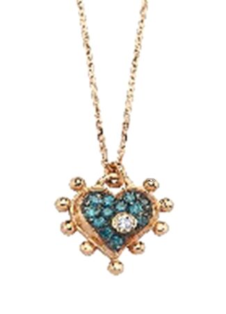 Collection-Selda Jewellery Kadın Art Of Giving Mavi Pırlantalı Altın Rengi Kolye EU