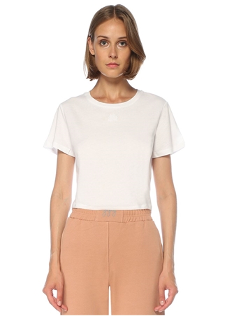 Fifty Pieces Kadın Beyaz Logolu Crop T-shirt XS EU