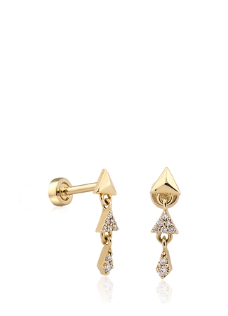 Collection-Pimiento Kadın Tiny Treasure Yeşil Altın Rengi Tekli Küpe EU