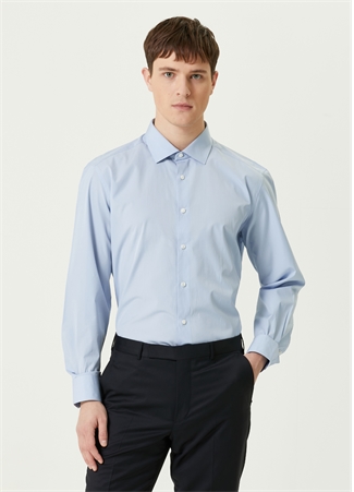 Zegna Erkek Mavi Gömlek Beyaz 42 It