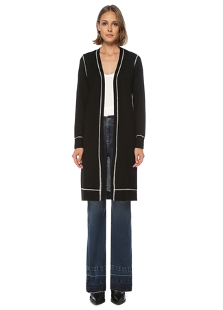 Rag&Bone Kadın Siyah Kontrast Dikişli Uzun Yün Hırka S EU