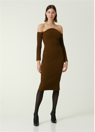 Khaite Kadın Yeşil Yaka Detaylı Midi Triko Elbise S EU