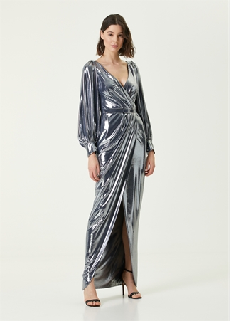 Dilek Hanif Kadın Silver Kemerli Maksi Anvelop Abiye Elbise Gri 36 EU Dilek Hanif Kadın Silver Kemerli Maksi Anvelop Abiye Elbise Gri 36 EU