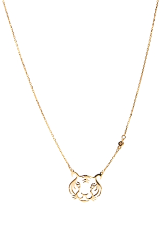 Collection-Alper Tunçoku Kadın Kaplan Detaylı Altın Rengi Kolye EU