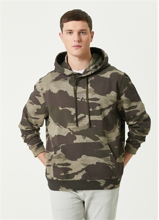 Allsaints Erkek Kallen Haki Kapüşonlu Kamuflaj Desenli Sweatshirt S EU Allsaints Erkek Kallen Haki Kapüşonlu Kamuflaj Desenli Sweatshirt S EU