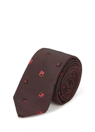 Palzileri Lab Erkek Bordo Geometrik Desenli İpek Kravat EU