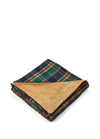 Rumija Home Lacivert Yeşil Ekoseli Battaniye Çok Renkli