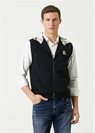 Etro Erkek Siyah Kapüşonlu Kolsuz Sweatshirt L EU