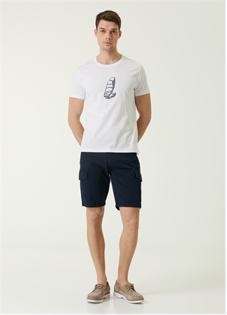 Beymen Club Erkek Beyaz Fileli Sörfçü Baskılı Organik Pamuk T-shirt XS