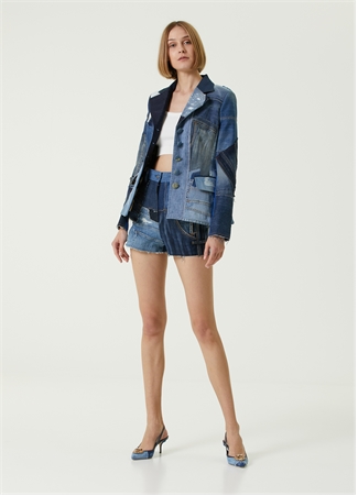 Dolce&Gabbana Kadın Yüksek Bel Patchwork Detaylı Jean Şort Mavi 38 IT Dolce&Gabbana Kadın Yüksek Bel Patchwork Detaylı Jean Şort Mavi 38 IT