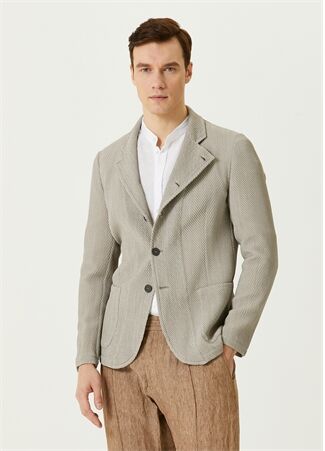 Emporio Armani Erkek Bej Yün Triko Ceket 54 IT