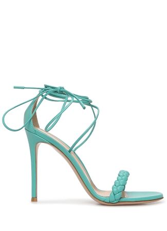 Gianvito Rossi Kadın Mavi Örgü Bantlı Deri Sandalet 36 EU