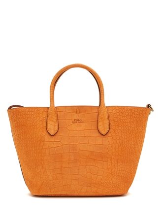 Polo Ralph Lauren Kadın Turuncu Krokodil Dokulu Deri Alışveriş Çantası Eu Polo Ralph Lauren Kadın Turuncu Krokodil Dokulu Deri Alışveriş Çantası Eu
