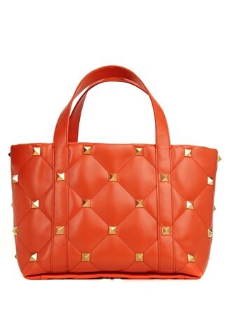 Valentino Garavani Kadın Rockstud Turuncu Deri Omuz Çantası EU Valentino Garavani Kadın Rockstud Turuncu Deri Omuz Çantası EU