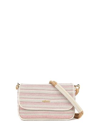 Divarese Kadın Bej Çizgi Desenli Omuz Çantası EU