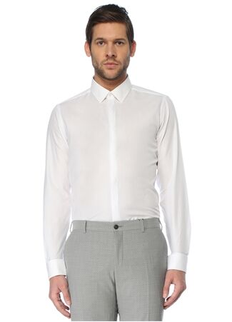 Palzileri Lab Erkek Beyaz İngiliz Yaka Gömlek 38 IT