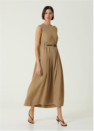 Petar Petrov Kadın Bej Kemer Detaylı Midi Yün Elbise 36 FR