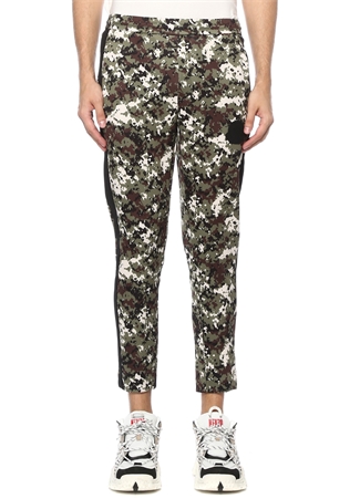 Moncler Erkek Haki Bel Kordonlu Kamuflajlı Eşofman Altı Beyaz L EU