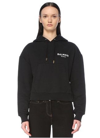 Balmain Kadın Siyah Kapüşonlu Logolu Sweatshirt XS EU
