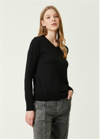 Beymen Club Kadın Siyah V Yaka Basic Kazak S EU
