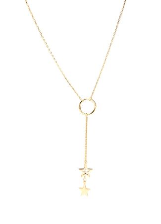 Collection-Alper Tunçoku Kadın Uç Detaylı Altın Rengi Kolye EU