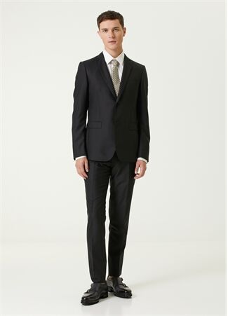 Palzileri Lab Erkek Siyah Sim Dokulu Yün Takım Elbise 50 IT