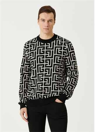 Balmain Erkek Siyah Logo Jakarlı Yün Triko S EU Balmain Erkek Siyah Logo Jakarlı Yün Triko S EU