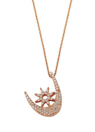 Bee Goddess Kadın The Moon And North Star Altın Rengi Kolye Pembe EU